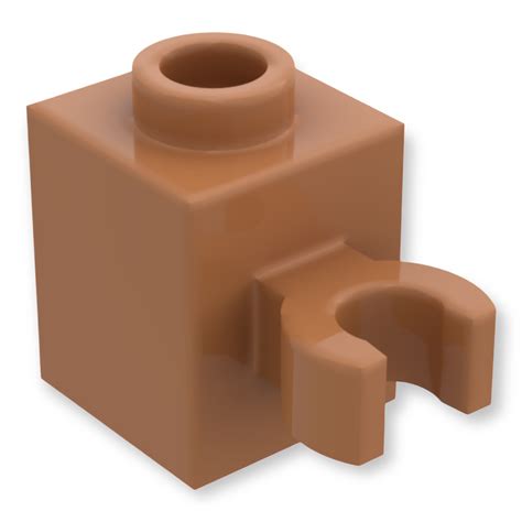 Lego Brick Modified 1x1 With Clip Vertical Medium Nougat