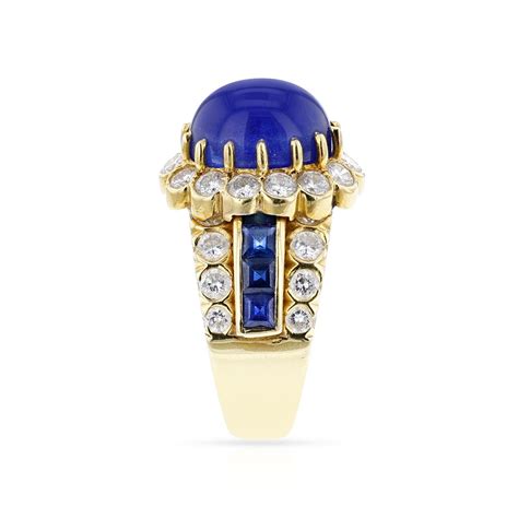 Van Cleef And Arpels Sapphire Cabochon And Diamond Floral Ring 18k At 1stdibs Emily Mariko