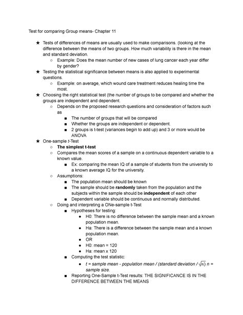chapter 11 biostatistics test for comparing group means chapter 11