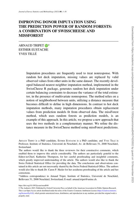 Pdf Improving Donor Imputation Using The Prediction Power Of Random