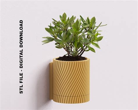 Wall Mounted Planter Stl File For 3d Printing Wave Design Etsy