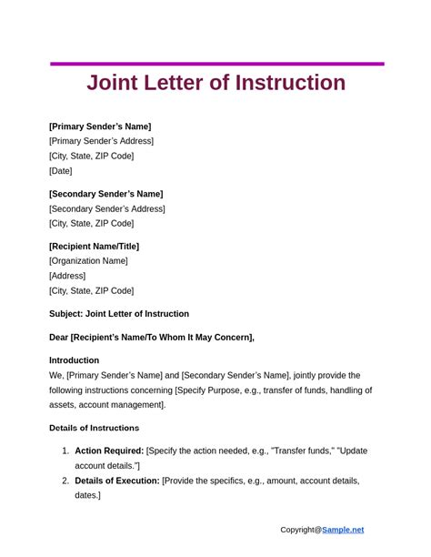 24 Free Letter Of Instruction Samples To Download