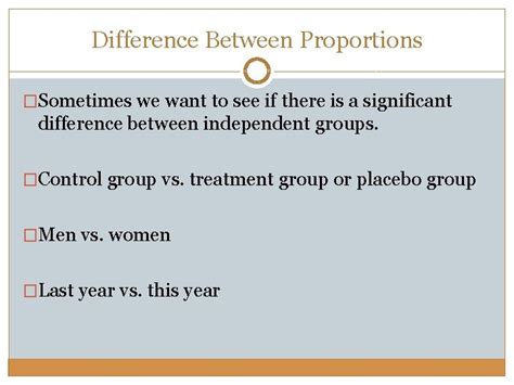 Chapter 22 Comparing Two Proportions Difference Between Proportions