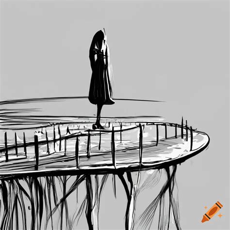 Monochrome Sketch Of People Viewing Deck On Craiyon