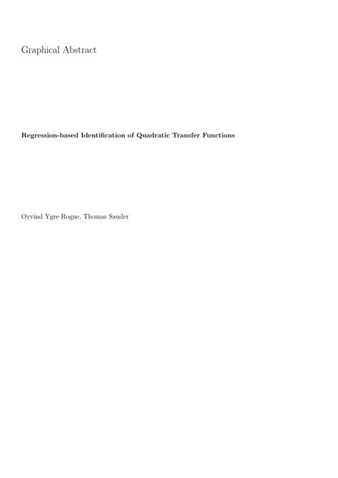 pdf regression based identification of quadratic transfer functions