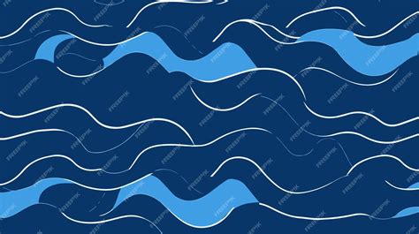 Abstract Water Waves Seamless Pattern With Curve Lines Premium Ai Generated Vector