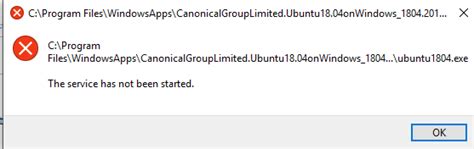 Ubuntu 18 04 Wsl Manual Installation The Service Has Not Been Started Stack Overflow