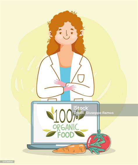 영양사 의사 노트북 토마토와 당근 과일과 야채와 신선한 시장 유기농 건강 식품 가정 생활에 대한 스톡 벡터 아트 및 기타 이미지 가정 생활 건강한 식생활 과일