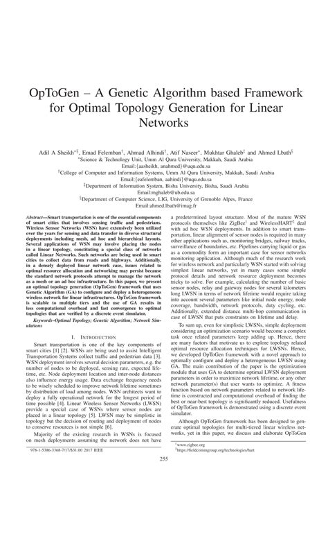 Pdf Optogen — A Genetic Algorithm Based Framework For Optimal Topology Generation For Linear