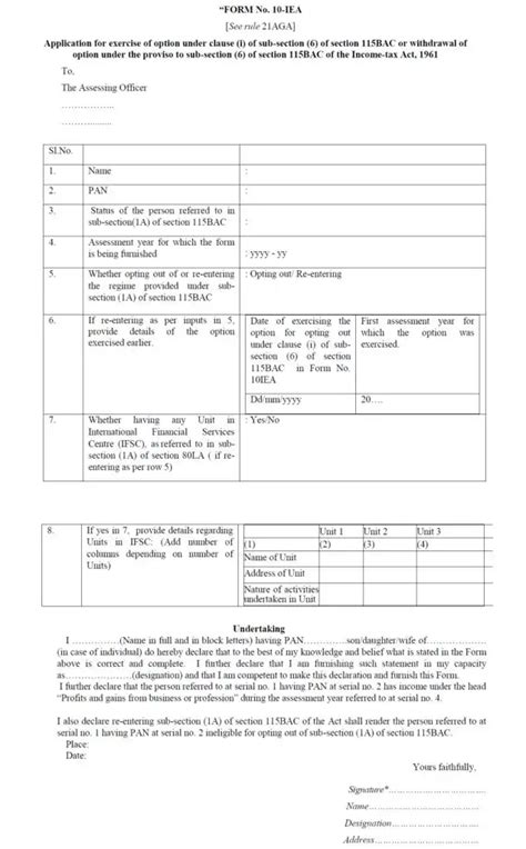 Form 10 Iea Option To Choose Old Tax Regime How To Fill And Submit