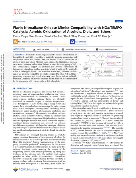 Pdf Flavin Nitroalkane Oxidase Mimics Compatibility With Noxtempo