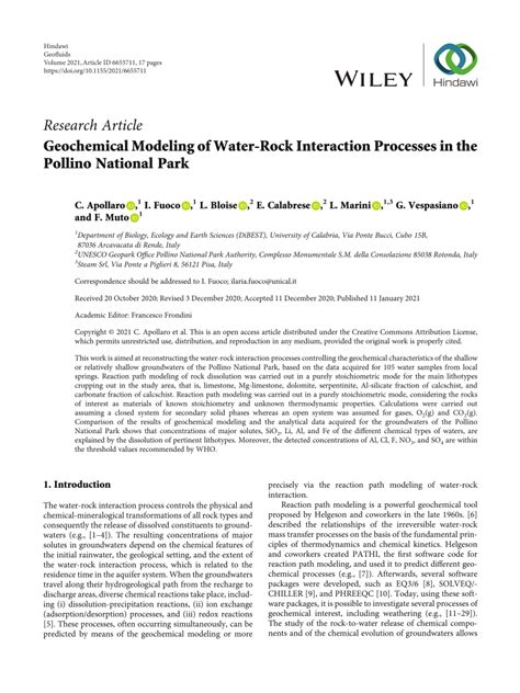 Pdf Geochemical Modeling Of Water Rock Interaction Processes In The