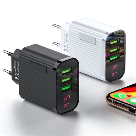 Mua Cốc sạc nhanh với 3 cổng USB 5V 3A phích cắm EU có thể sử dụng tại nhà và mang theo du lịch