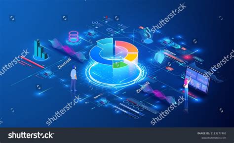 People Characters Working Data Visualization Investment Stock Vector