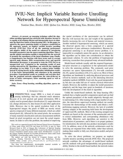 PDF IVIU Net Implicit Variable Iterative Unrolling Network For Hyperspectral Sparse Unmixing