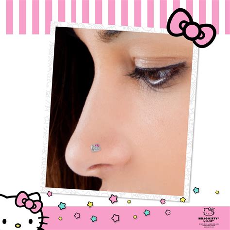 Hello Kitty Nose Rings 20g Stainless Steel L Shape Kawaii Cute Nose