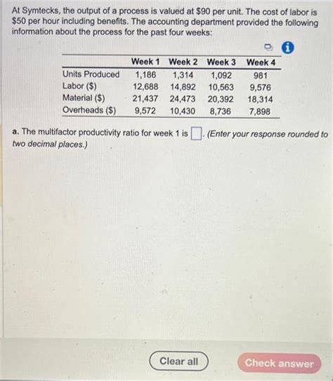 solved at symtecks the output of a process is valued at 90