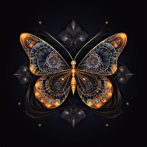 Premium Ai Image Majestic Butterfly With Fully Visible Symmetrical Wings Dark Background