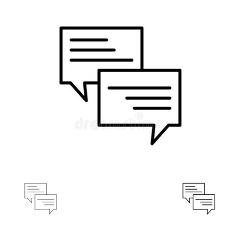 Sms Message Popup Bubble Chat Bold And Thin Black Line Icon Set