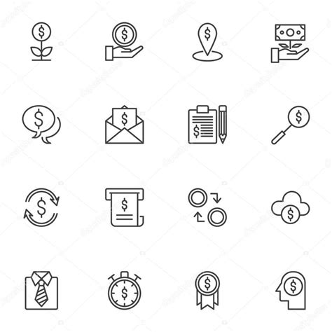 Conjunto de iconos de l nea econ mica. colecci n de s mbolos de estilo ...