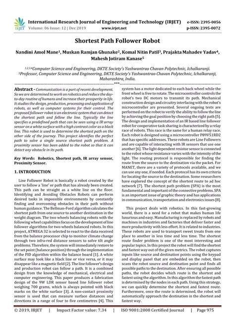 Irjet Shortest Path Follower Robot Pdf