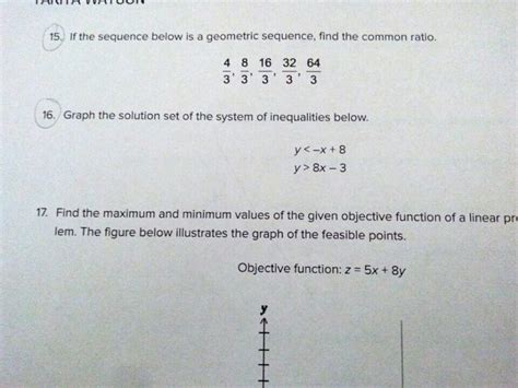 Solved If The Sequence Below Is A Geometric Sequence Find