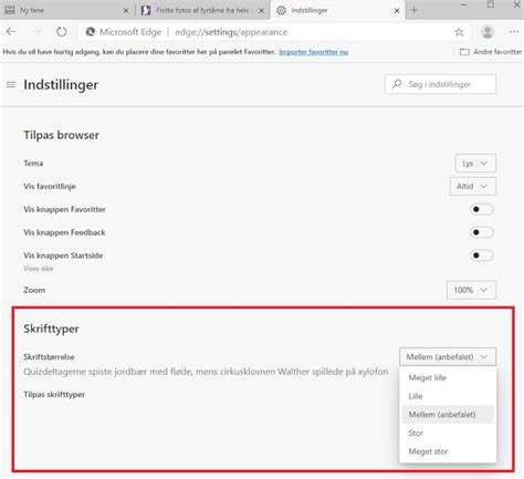 Ændring Af Skriftindstillinger I Microsoft Edge