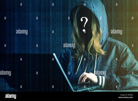 Anonymous Girl Hacker Programmer Uses A Laptop To Hack The System