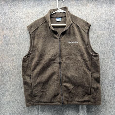 Columbia Vest Men Extra Large Brown Full Zip Fleece P Gem