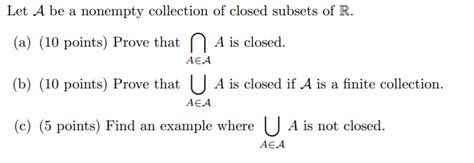 solved let a be a nonempty collection of closed subsets of