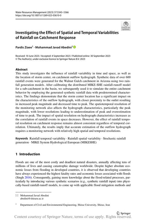Investigating The Effect Of Spatial And Temporal Variabilities Of