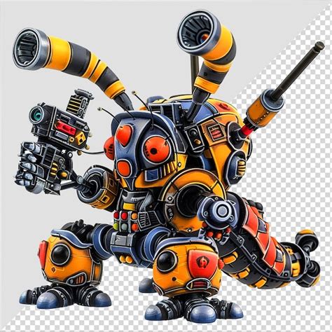 Realistic Caterpillar Cyborg Cartoon Illustration 3d Insect Robot