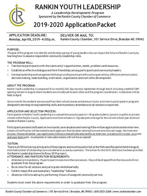 Fillable Online Youth Leadership Application Packetdocx Fax Email
