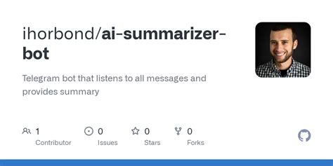 Github Ihorbondai Summarizer Bot Telegram Bot That Listens To All