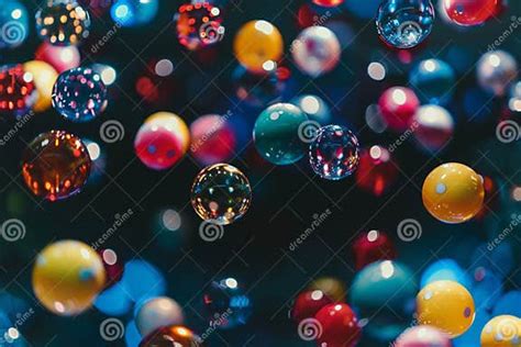 Colorful Translucent Spheres Float In Dark Space Creating A Magical