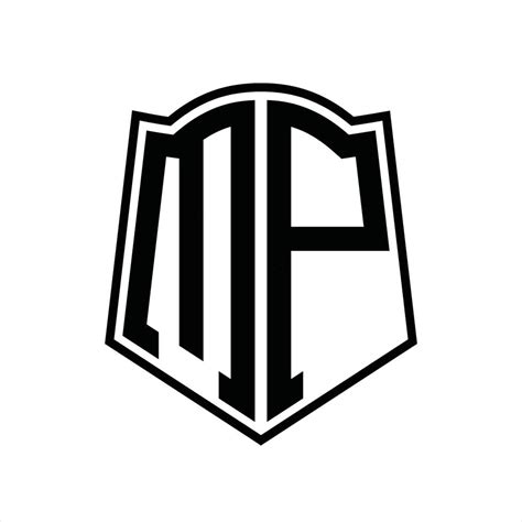 Mp Logo Monogram With Shield Shape Outline Design Template 16570738