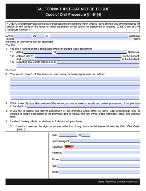 Free California Eviction Notices