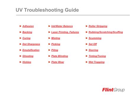 UV Troubleshooting Guide