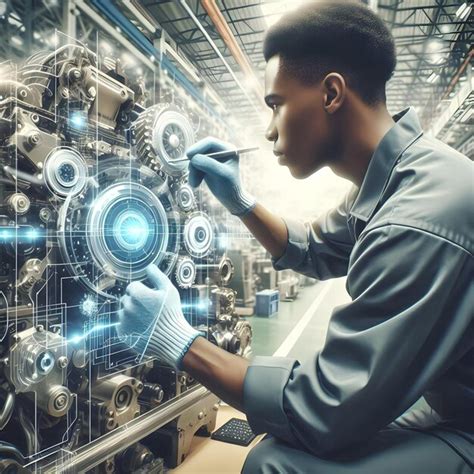 Technician Candidly Adjusting Ai Powered Machinery Concept As A Candid Shot Of A Technician