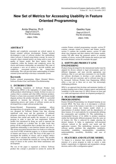 Pdf New Set Of Metrics For Accessing Usability In Feature Oriented Programming
