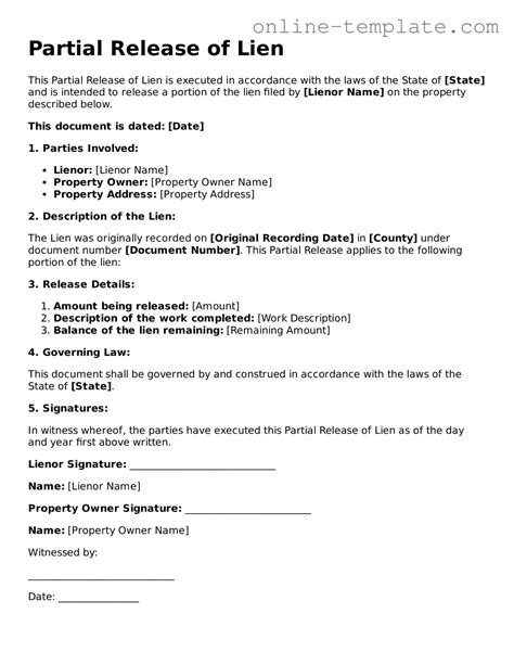 Download Partial Release Of Lien Template ⋆ Online Templates