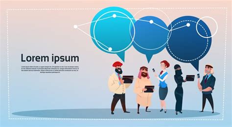 Premium Vector Mix Race People Group Using Gadgets Chat Bubbles