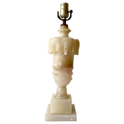 Antique White And Grey Alabaster Table Lamp At 1stdibs Alabaster Lamp Value Alabaster Lamps