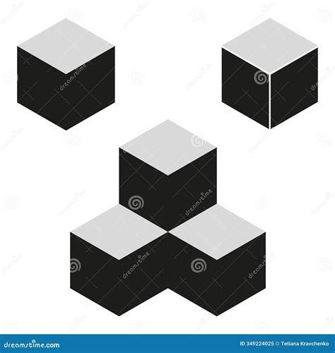 Isometric Cube Pattern Geometric 3d Shape Modern Block Vector Black And Gray Design Stock