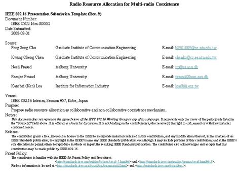 radio resource allocation for multiradio coexistence ieee 802