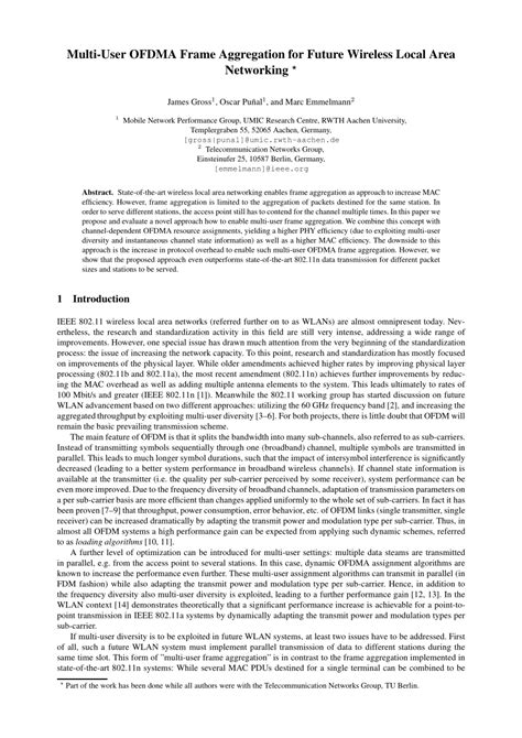 Pdf Multi User Ofdma Frame Aggregation For Future Wireless Local Area Networking