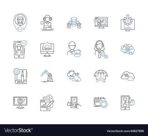 Information Technology Line Icons Collection Vector Image