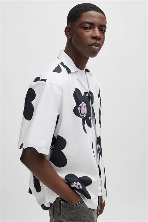 Чоловіча біла сорочка з візерунком Hugo Blue 50513855 100 — Ultrashop