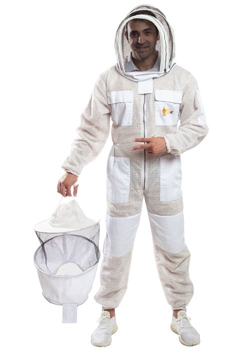 White Beekeeping Ventilated Suits With Round And Fencing Veil Massive