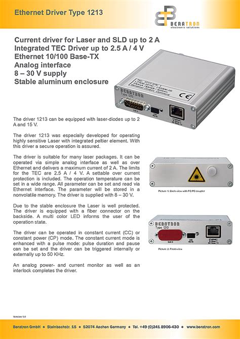 2 Amp Oem Laser Diode Current Source And Temperature Controller Beratron